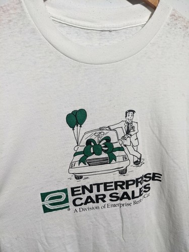 Vintage Enterprise Car Rental T-Shirt Tee White Men's… - Gem