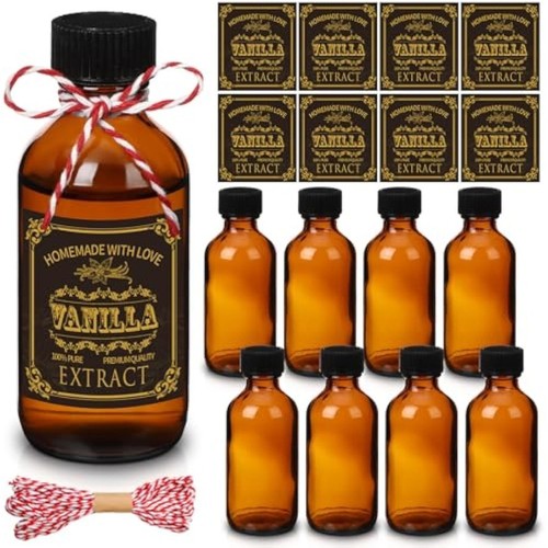 8 pack vanilla extract bottles with 8 pcs vanilla extract labels stick ...