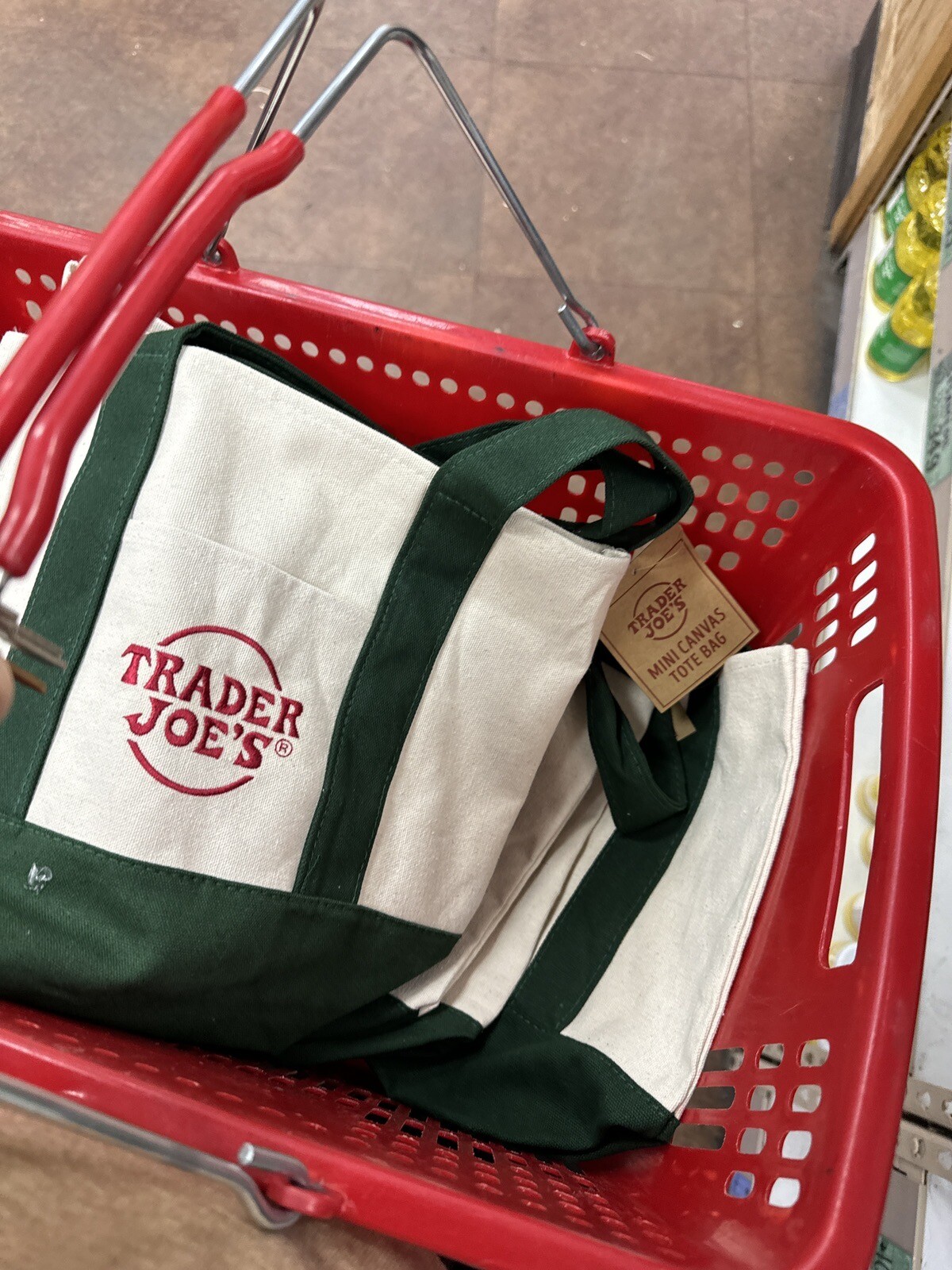 Trader Joe’s Mini Canvas Tote Bag (GREEN) NEW WITH TAGS !!! | eBay
