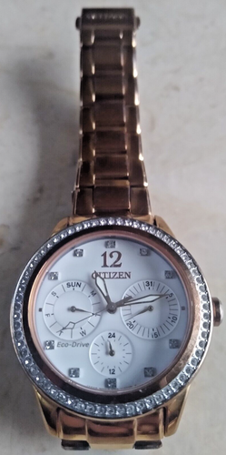 CITIZEN ECO DRIVE BRONZE GN 0W S 12 3 DIAL DIAMOND/CZ 8729 S134281 Y ...