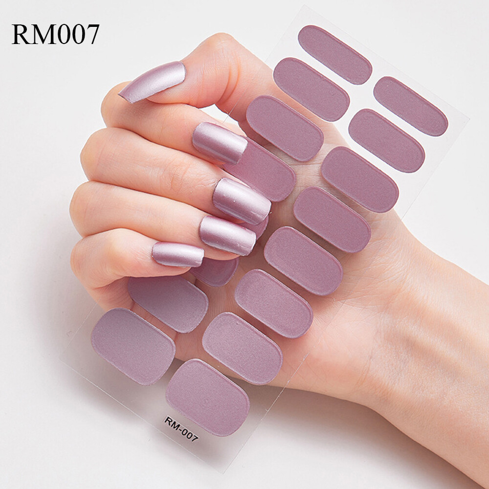 16Tips Nail Sticker Full Nail Wraps Metal Matte Foil Manicure Decal ...