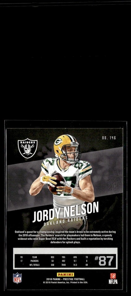2018 Panini Prestige Xtra Points Blue Jordy Nelson Oakland Raiders #146 ...
