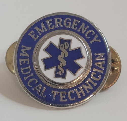 Emergency Medical Technician Round Lapel Pin Blue Rescue Fire ...
