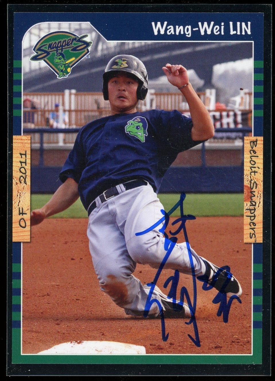 2011 Beloit Snappers WANG WEI LIN Signed Card autograph AUTO A'S TAIWAN ...