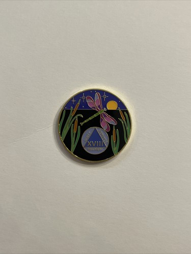 Black Gold Blue DragonFly Alcoholics Anonymous AA 18 year Medallion ...