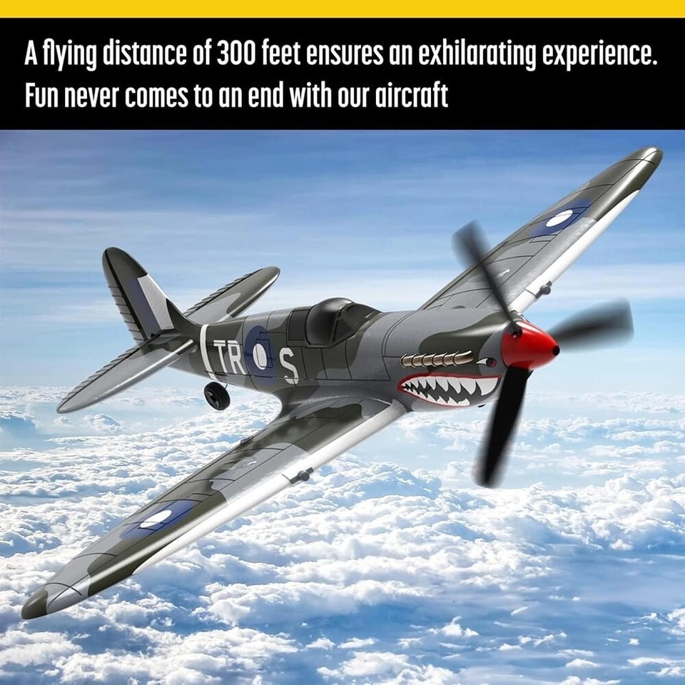 Top Race Spitfire Shark Mouth 4 Channel Remote Control Airplane TR-S55 ...