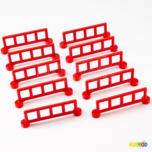 10 x Genuine LEGO Duplo Red Fence 1x6x1 1/2 Railing w/ 5 Posts Divider ...