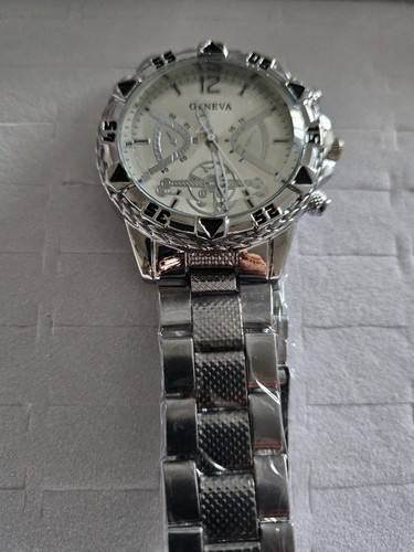 Geneva Silver Colour Mens Watch Wristwatch Brand New Quartz Battery | eBay