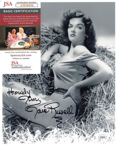 Jane Russell Actress Hand Signed Autograph 8x10 The Outlaw Movie Photo ...