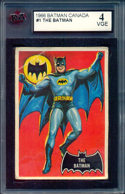 1966 Topps OPC Canada Black Bat Batman #1 THE BATMAN Rookie Card KSA 4 ...