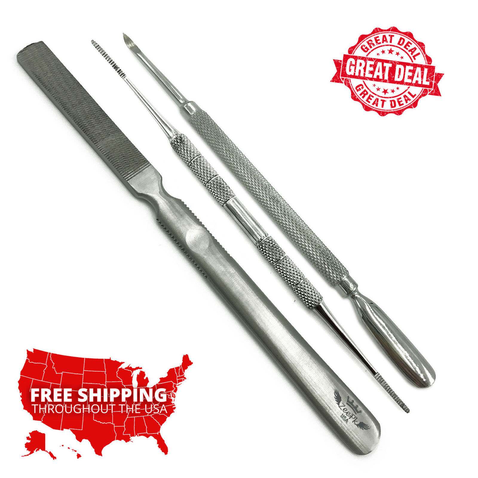 Double Sided Foot Rasp Nail File + Cuticle Pusher Podiatrist Chiropody ...