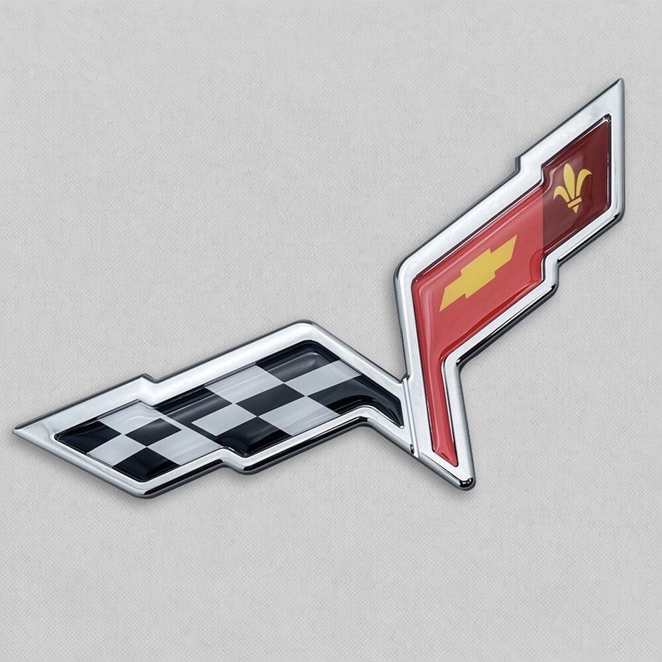 for C6 Corvette 2005-2013 Raised Badge DECAL Front/Rear Crossed Flags ...
