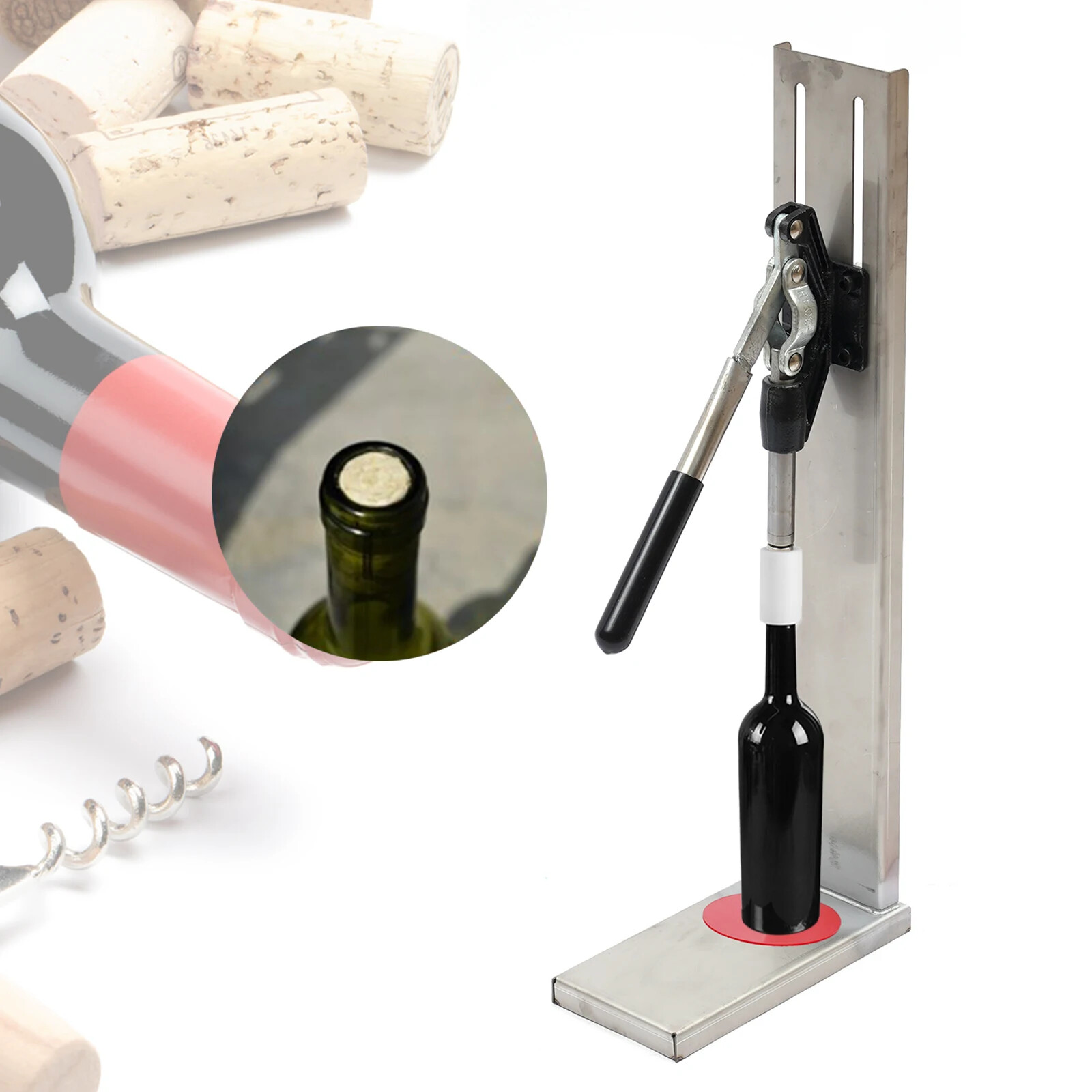 2POM Hand Pressure Manual Corker Cork Wine Bottle Corking Inserting ...