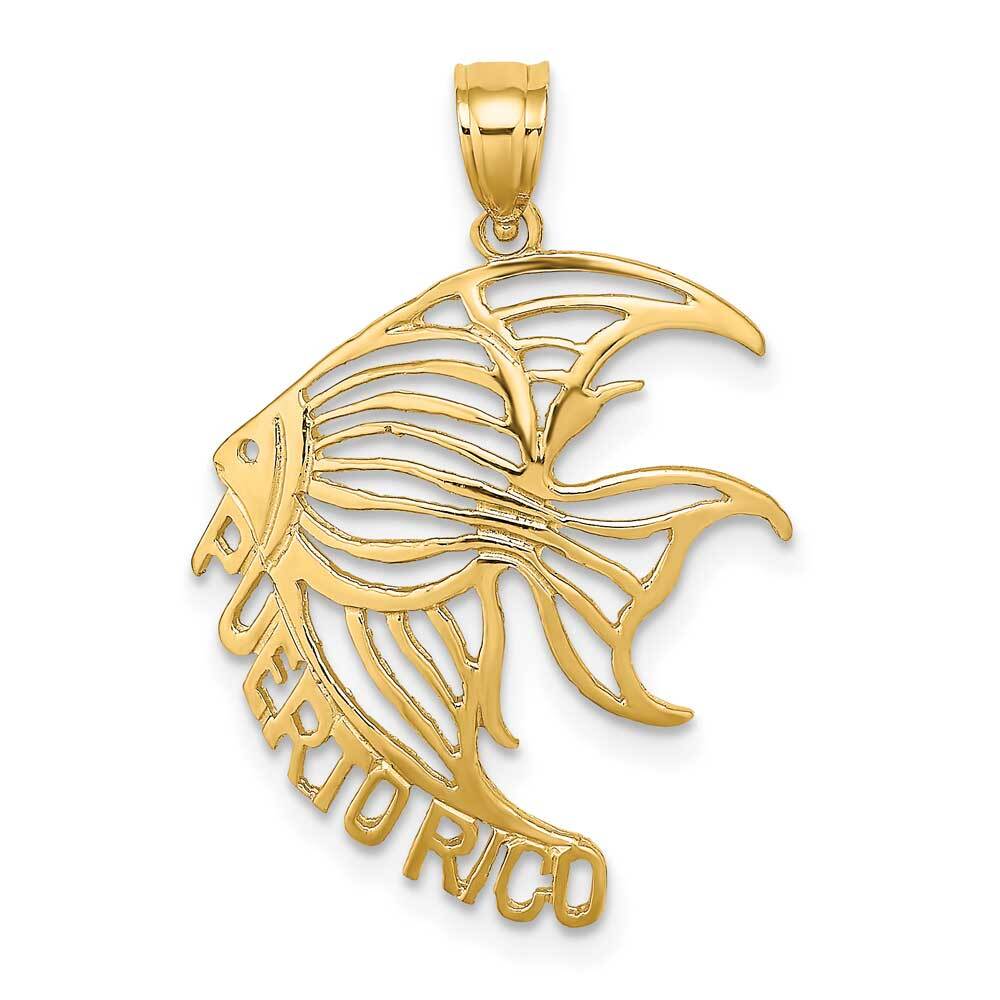 14K Gold Cut-out PUERTO RICO Angelfish Charm 0.8 x 1.1 in | eBay