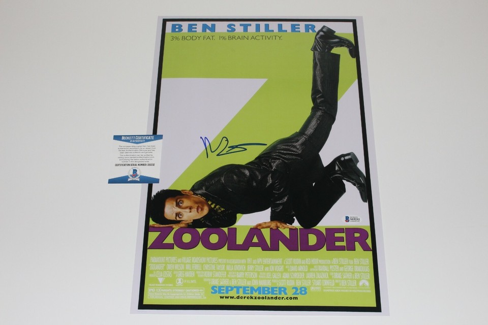 ACTOR BEN STILLER SIGNED ZOOLANDER 12x18 MOVIE POSTER BECKETT BAS COA ...