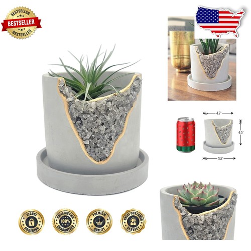 Handcrafted 4" Crystal Plant Pot with Saucer – Unique Smoky Quartz ...