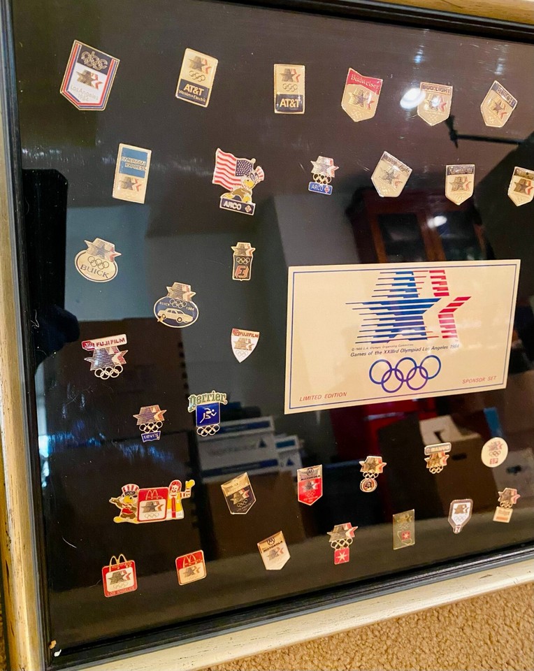 Vtg 1984 LA Olympics Complete Sponsor Pins Collection Frame Sports ...