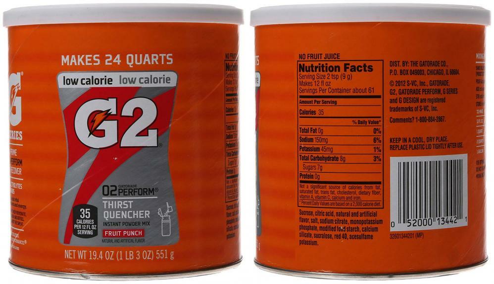 Gatorade G2 Nutrition Facts G2 Gatorade