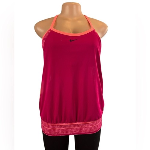 NWT Nike Womens Pink Racerback Tank With Attached Sports Bra Size Large ...