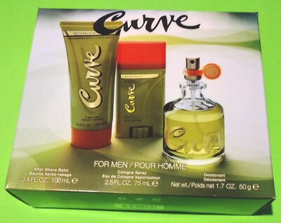 Curve 3-Pc Cologne Gift Set, After Shave Balm, Cologne, Deodorant | eBay