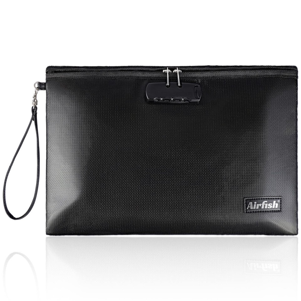 Fireproof Document Bag Waterproof Money Bag with Zipper and Lock for ...