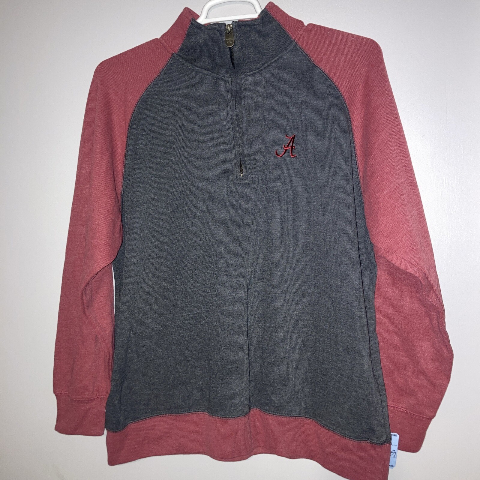 Alabama Crimson Tide Adult XL 1/4 Zip Sweater Gray and Red Pressbox EUC ...