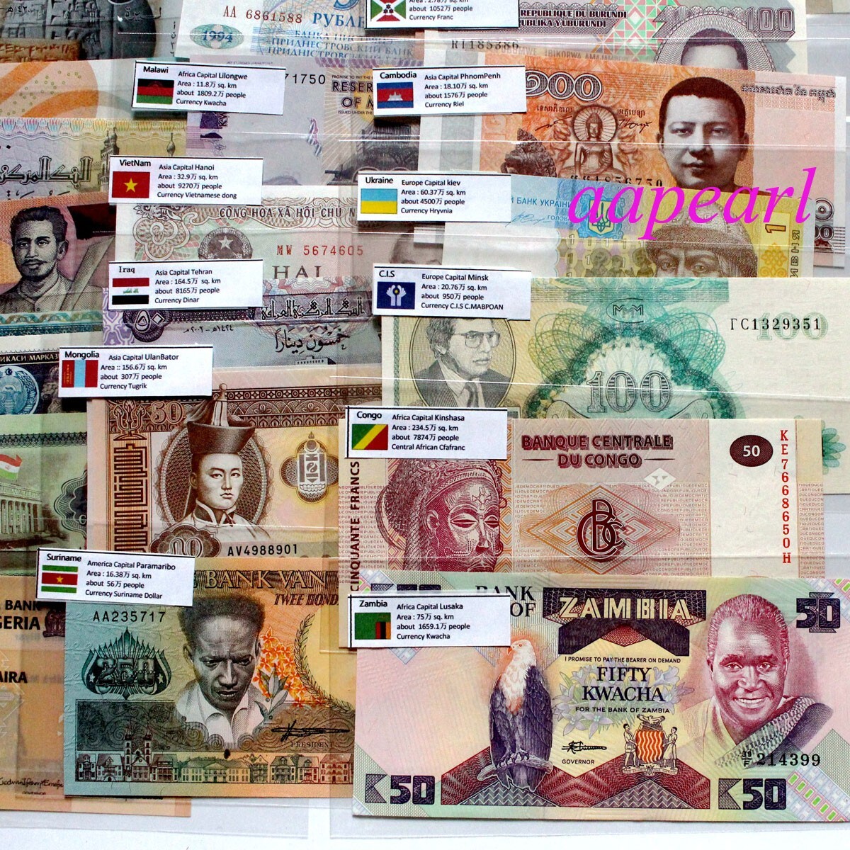 Lots 52 Pcs Different World Banknotes Foreign Paper Money English ...