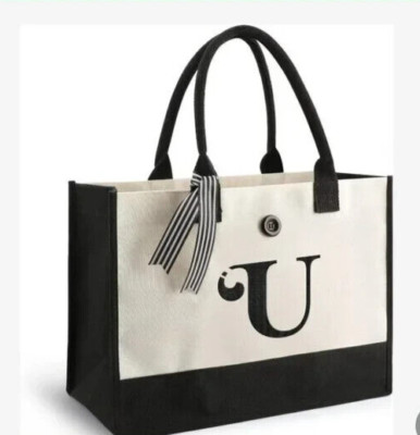 Initial Canvas Tote Bag - Personalized Monogrammed Gift Tote Bag | eBay