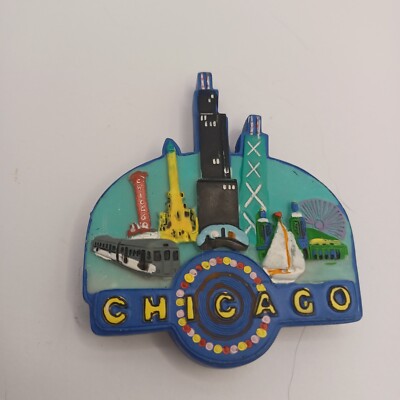Chicago Skyline Refrigerator Magnet Travel Souvenir | eBay