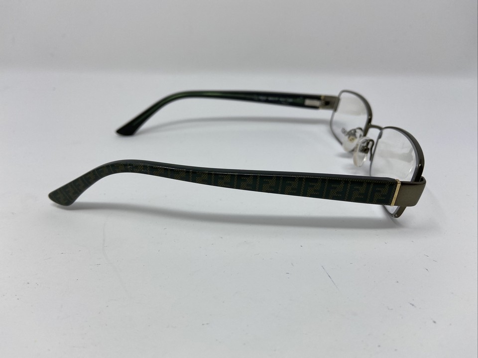 FENDI EYEGLASSES FRAME F910 49/17/135 SILVER/GREEN FULL RIM G712 | eBay