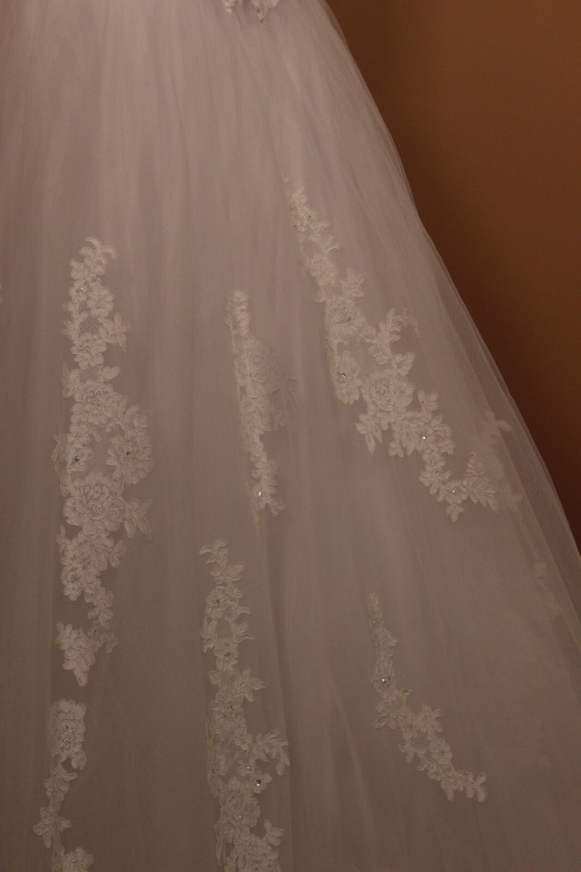 alfred angelo wedding gown, fit and flare , white, tulle and lace | eBay