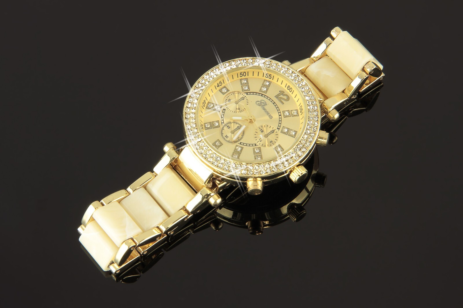 Montre pour Femme Montres Or Beige Montre Femme Zircon Pierres Luxe ...