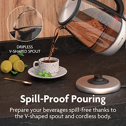 Vianté Glass Electric Tea Kettle. Fast Water Boiler. BPA-FREE Stainless ...