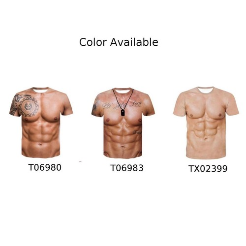 Mens Casual Short Sleeve 3D Chest Muscle Printing Graphic/T-Shirt Funny ...