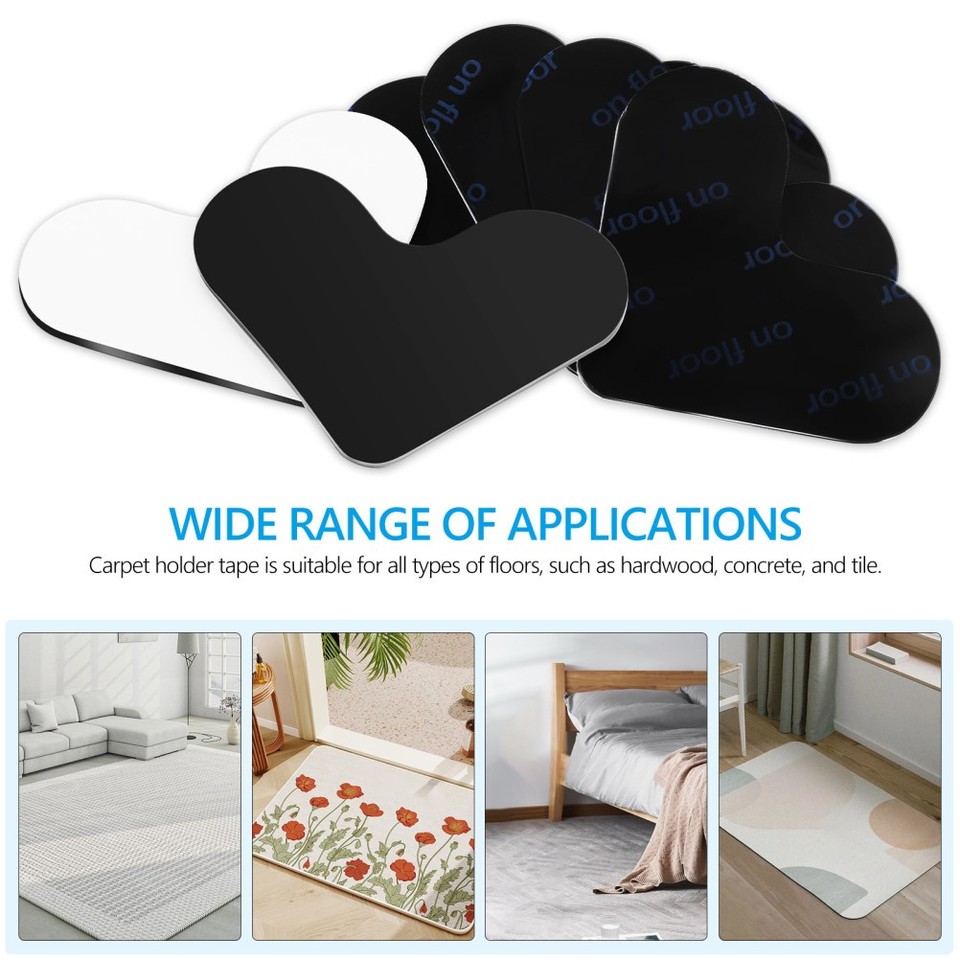 4 Pcs Rug Tape Grip Heart Shaped Removable Carpet Stickers Gripper ...