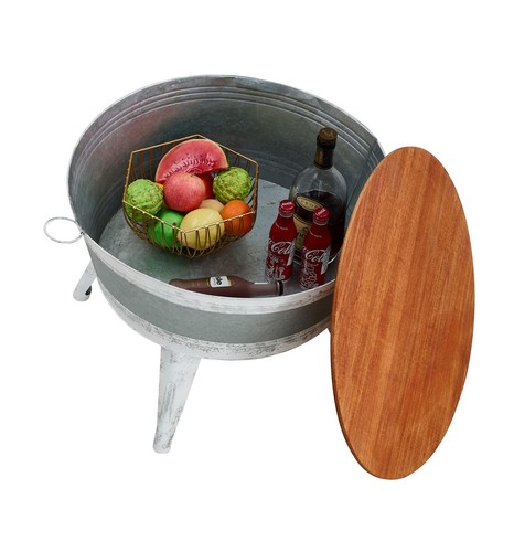 Farmhouse Rustic Distressed Metal Coffee Table Vintage Accent Furniture ...