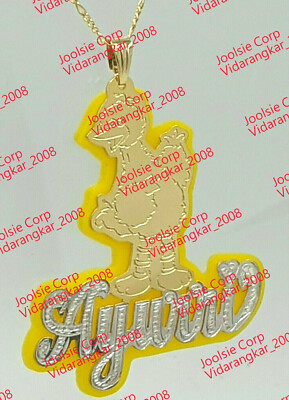 PERSONALIZED 14K GOLD PLATED NAME PLATE CHAIN NECKLACE ANY character ...