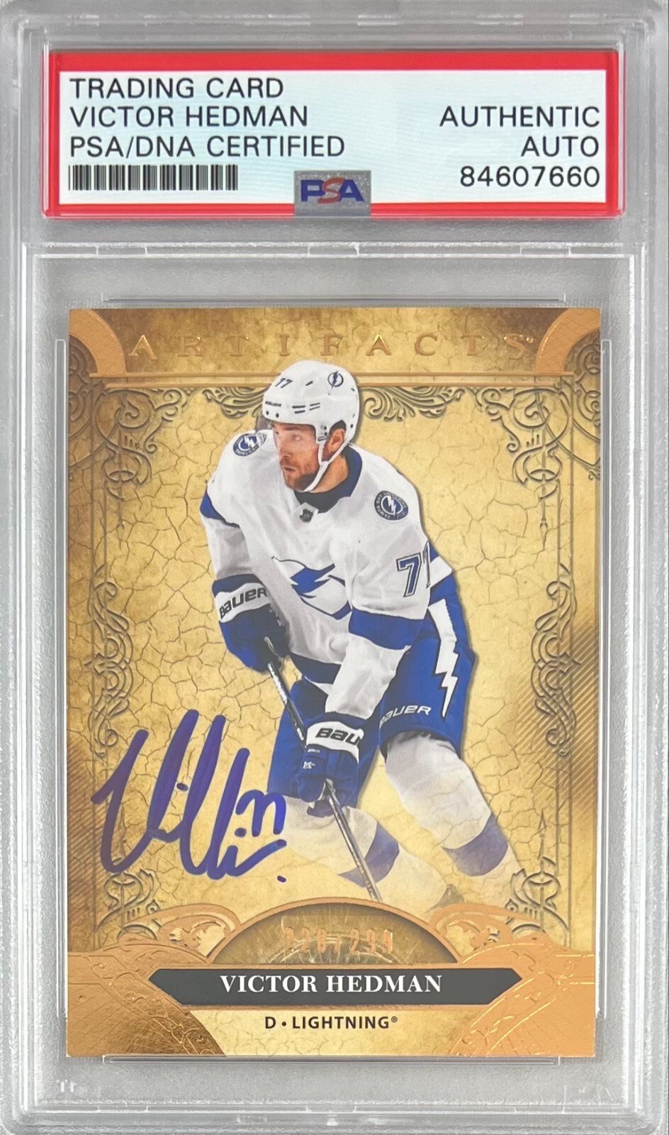 Victor Hedman auto 2020-21 Upper Deck Artifacts card Lightning PSA ...