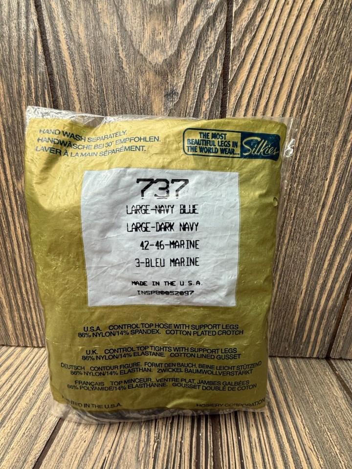 Silkies Control Top Navy Blue Pantyhose Large 42-46 Nylon Spandex | eBay