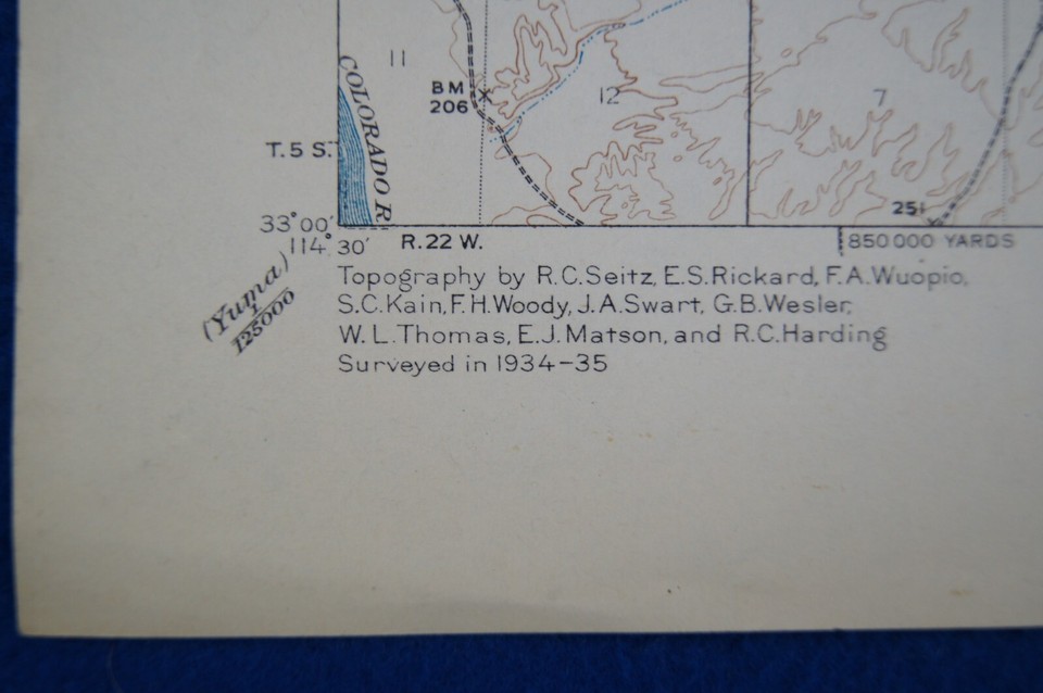 Vintage 1939 USGS Topo Map, Red Hill, Yuma Arizona 17 X 20" | eBay