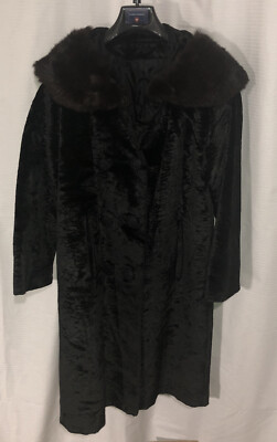 Vintage Faux Sable Coat Faux mink collar Size Med.(40) 3/4 Length Very ...