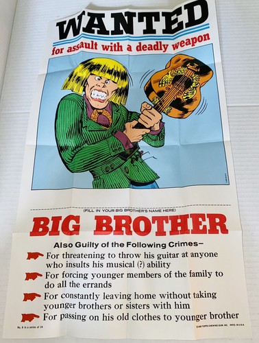 Vintage Topps Wanted Poster #8 BIG BROTHER 1980 | eBay