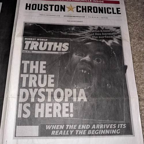 Travis Scott Houston Chronicle Newspaper Astroworld Festival Dystopia ...