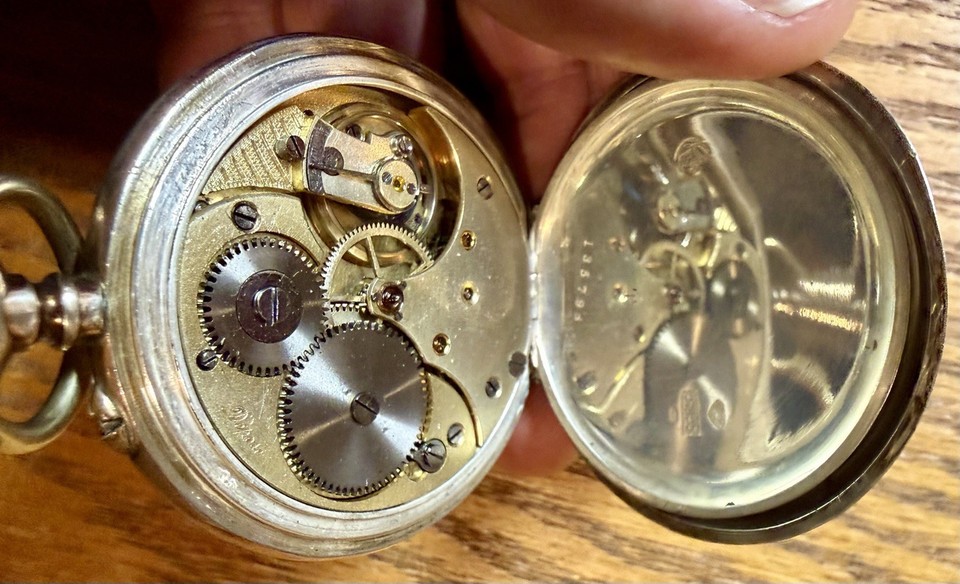 Swiss Sterling Silver Antique Pocket Watch Dural Brand 16 Size 16 Ruby ...