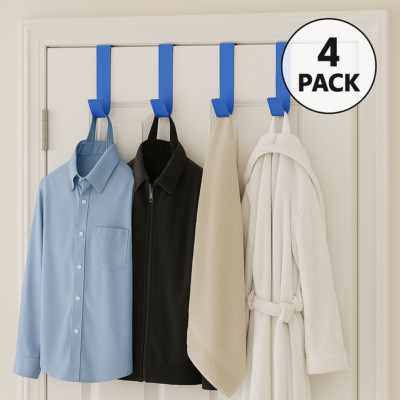 4-Pack of 3.5 in., Plastic Over-The-Door Hangers & Over The Door Hooks ...