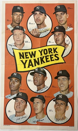 1969 Topps 12x20 Poster New York Yankees Rare Original Mantle! - EXMT ...