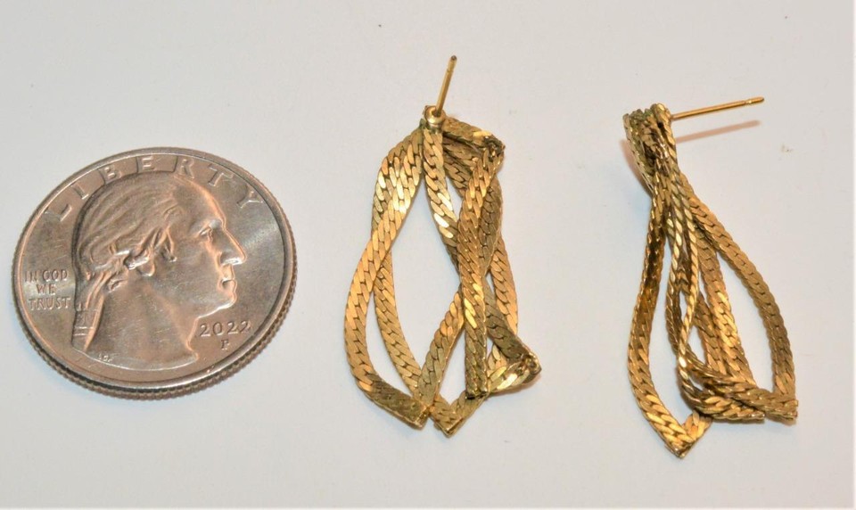 Vintage Goldtone Dangle 3 CHAINS Pierced Earrings | eBay