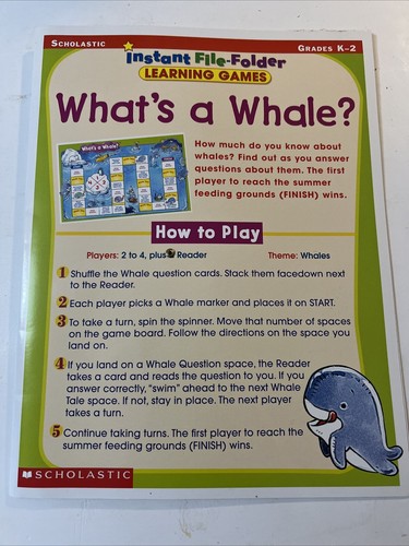 Scholastic Instant File-Folder Learning Games "What's a Whale?" Grades ...