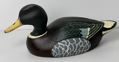Vintage Hand-Carved Hand-Painted Wood Drake Mallard-Hobbyist Signed | eBay