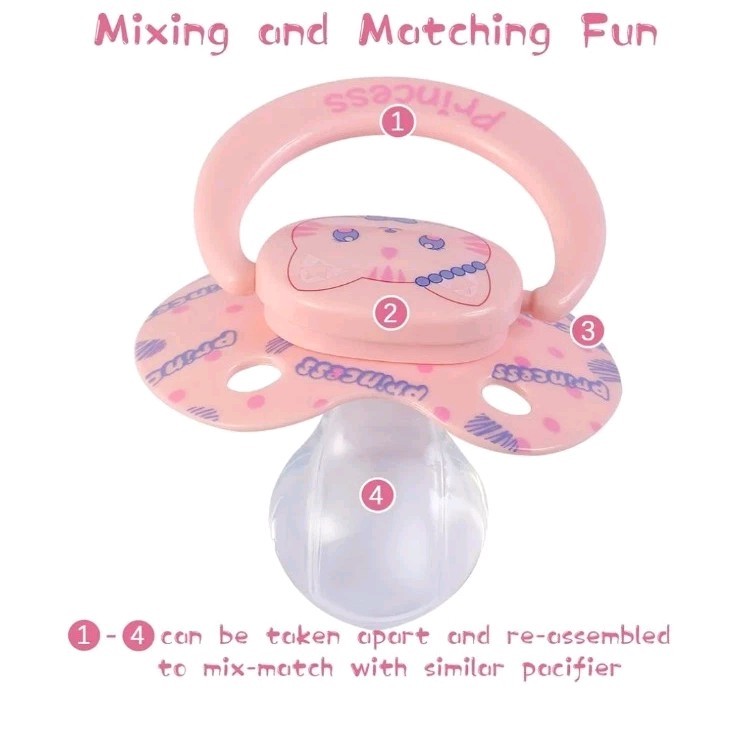 New W/ Case Large Size Silicone Pacifier for Anxiety Lg Pink Princess ...